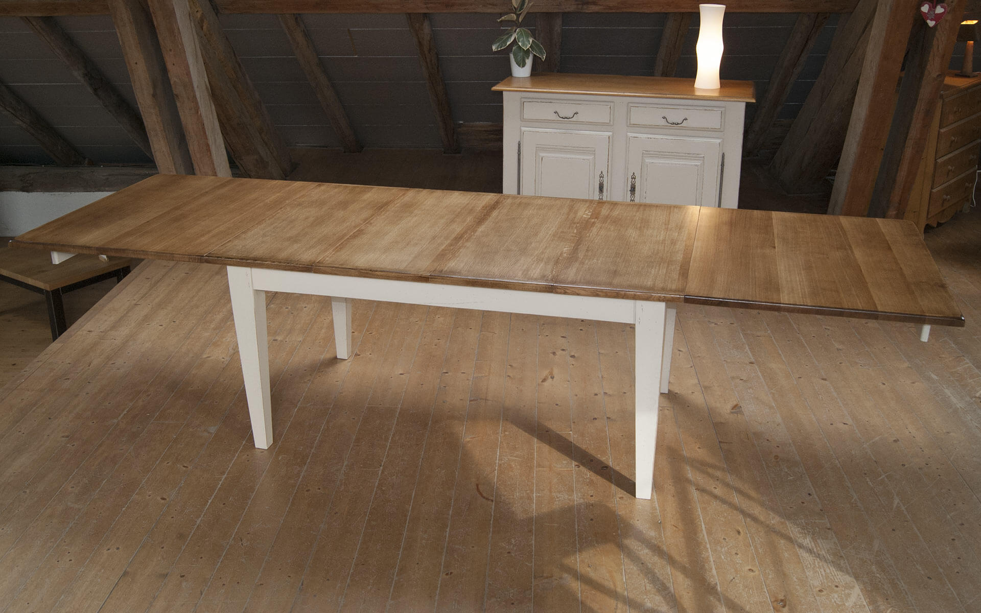 Tables à ALLONGES:- bois de chêne massif - Création Laurent Vuillemin